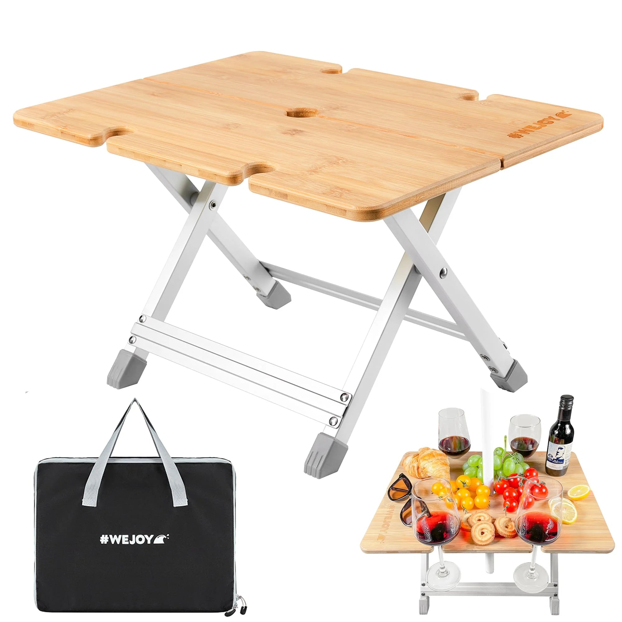 WEJOY Bamboo 4333 Mini Picnic Table with Umbrella Hole – BRoadout
