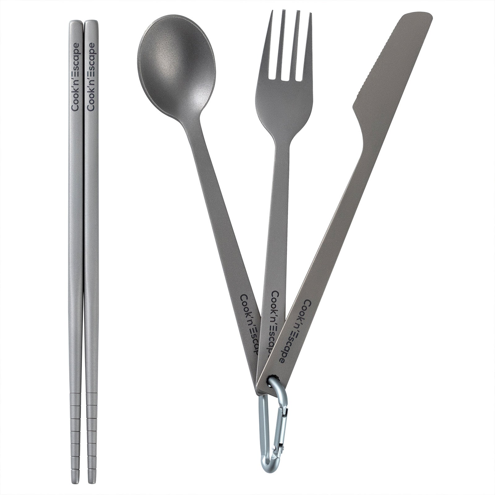 Cook'n'Escape 4-Piece Multi-function Titanium Durable Cutlery Set ...