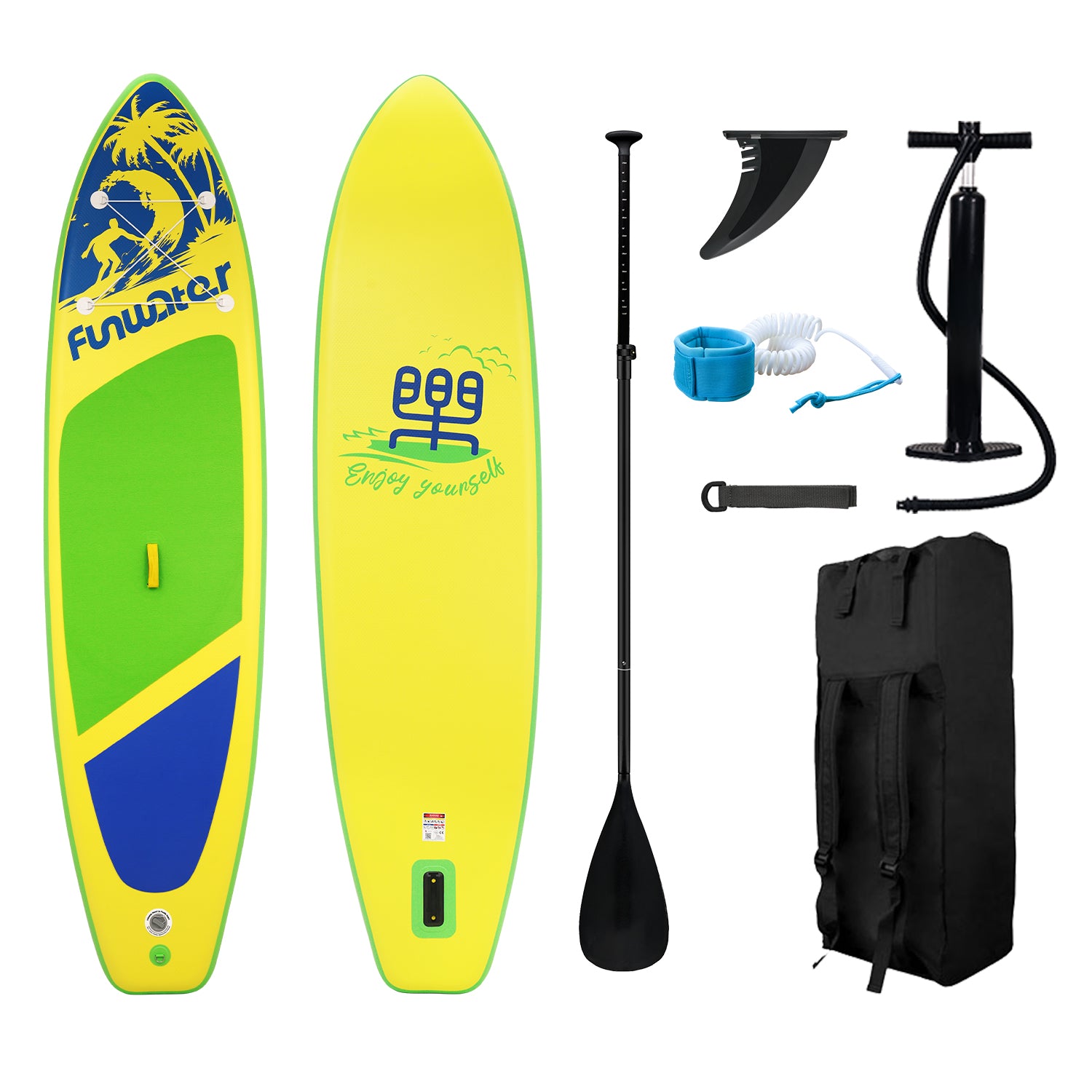FunWater Surfboard Water Sport Surf Set with Paddle Board Tail Fin Foo ...