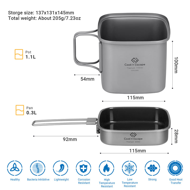Cook'n'Escape Mount Logan Cookset Titanium Cookset – BRoadout