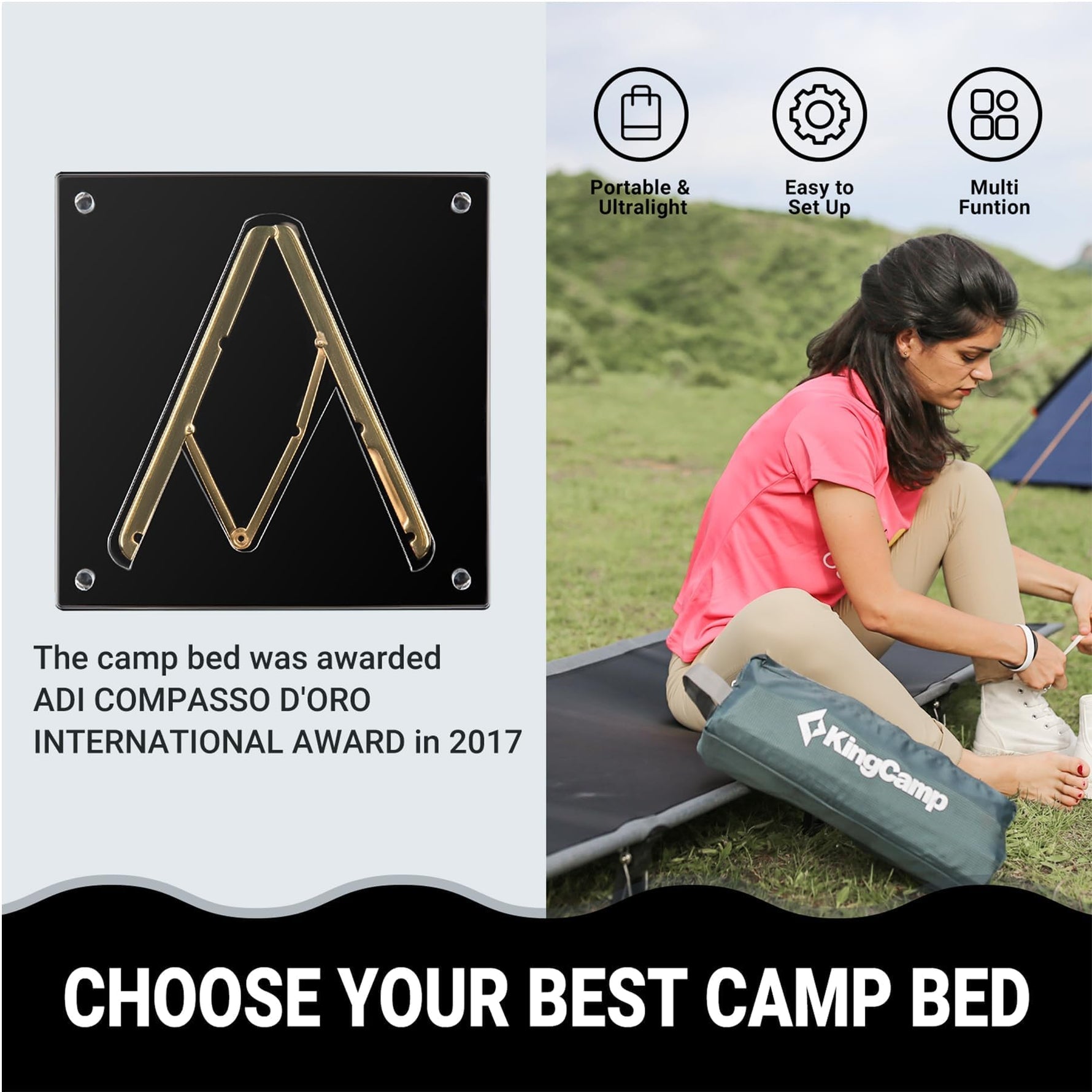 KingCamp Oversized Folding Camping Cots Ultralight Sleeping Cots – BRoadout