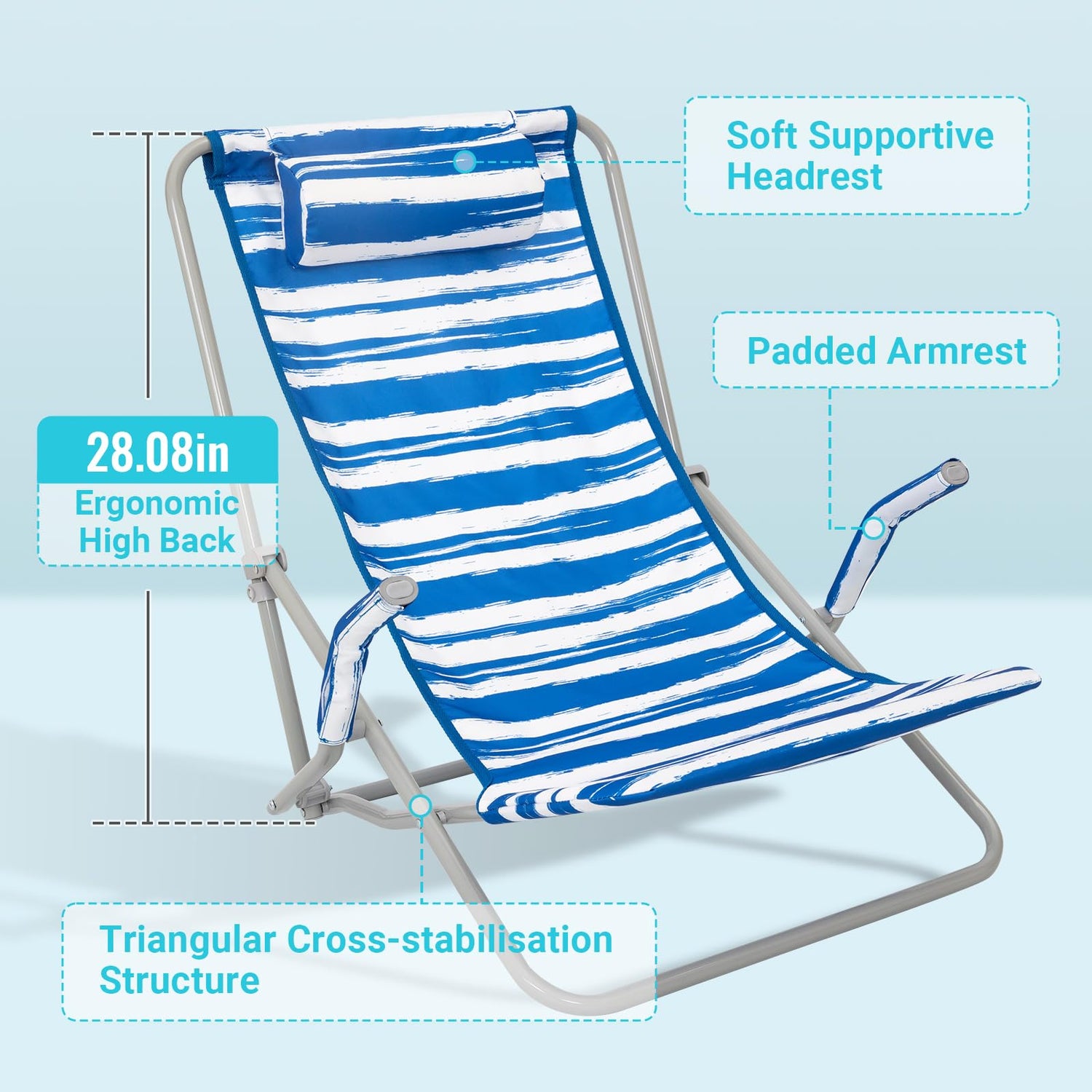 WEJOY High Back Beach Chair With Padded Headrest – BRoadout
