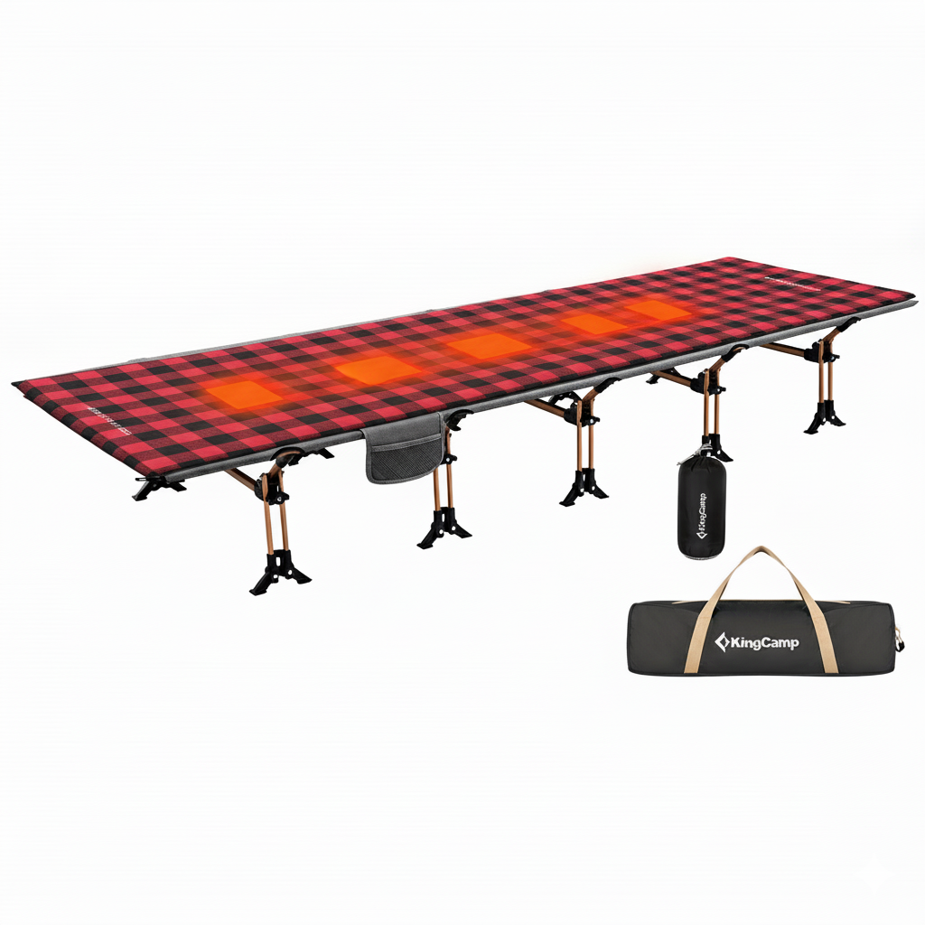 KingCamp 4-Season Camping Sleep System: Oversized Cot + 6-Zone Heated ...