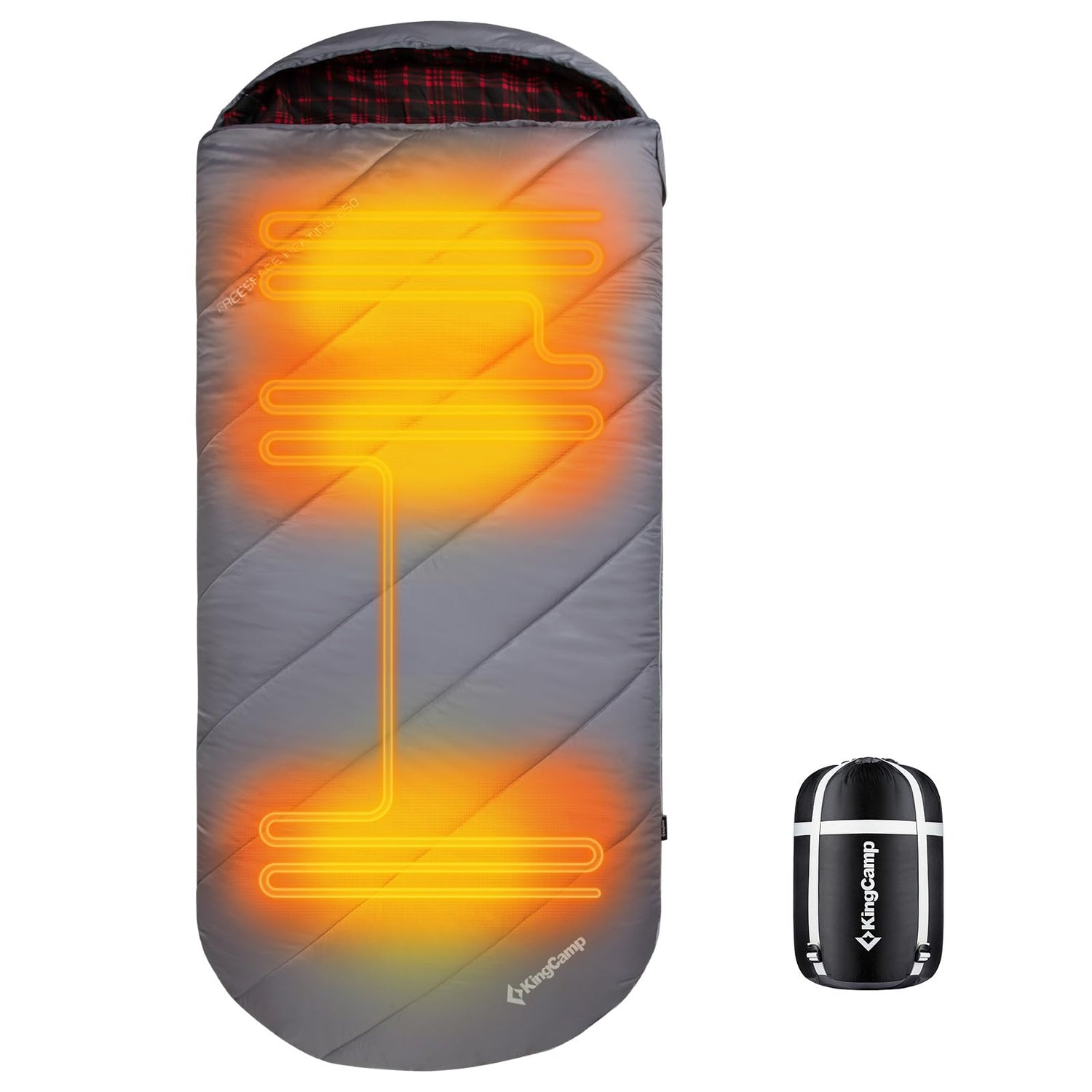 KingCamp FREESPACE HEATING 250 Heated Sleeping Bag – Extra Wide, Cold ...