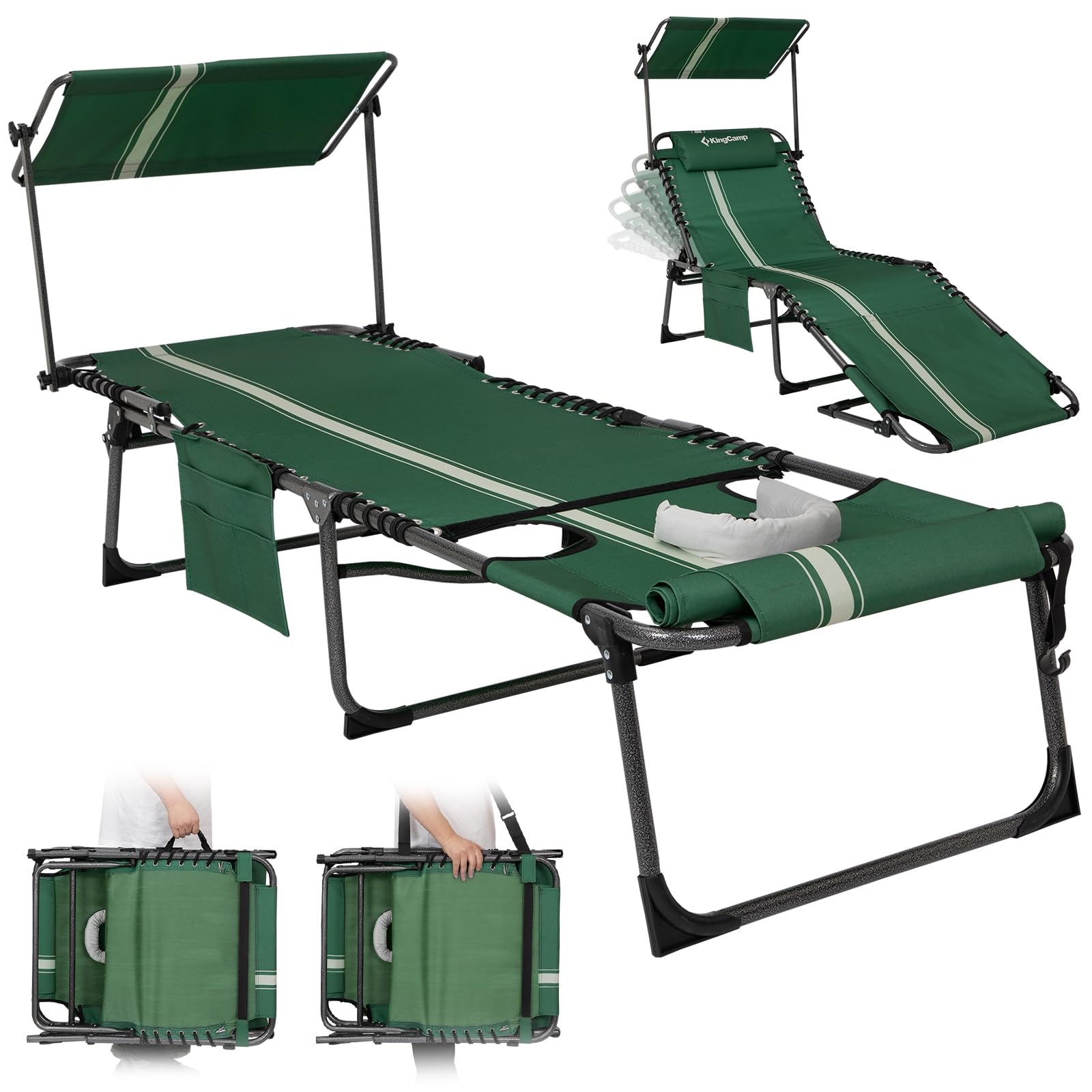 KingCamp MAGNOLIA B10 PLUS Backpack Chaise Lounge with Adjustable Cano ...