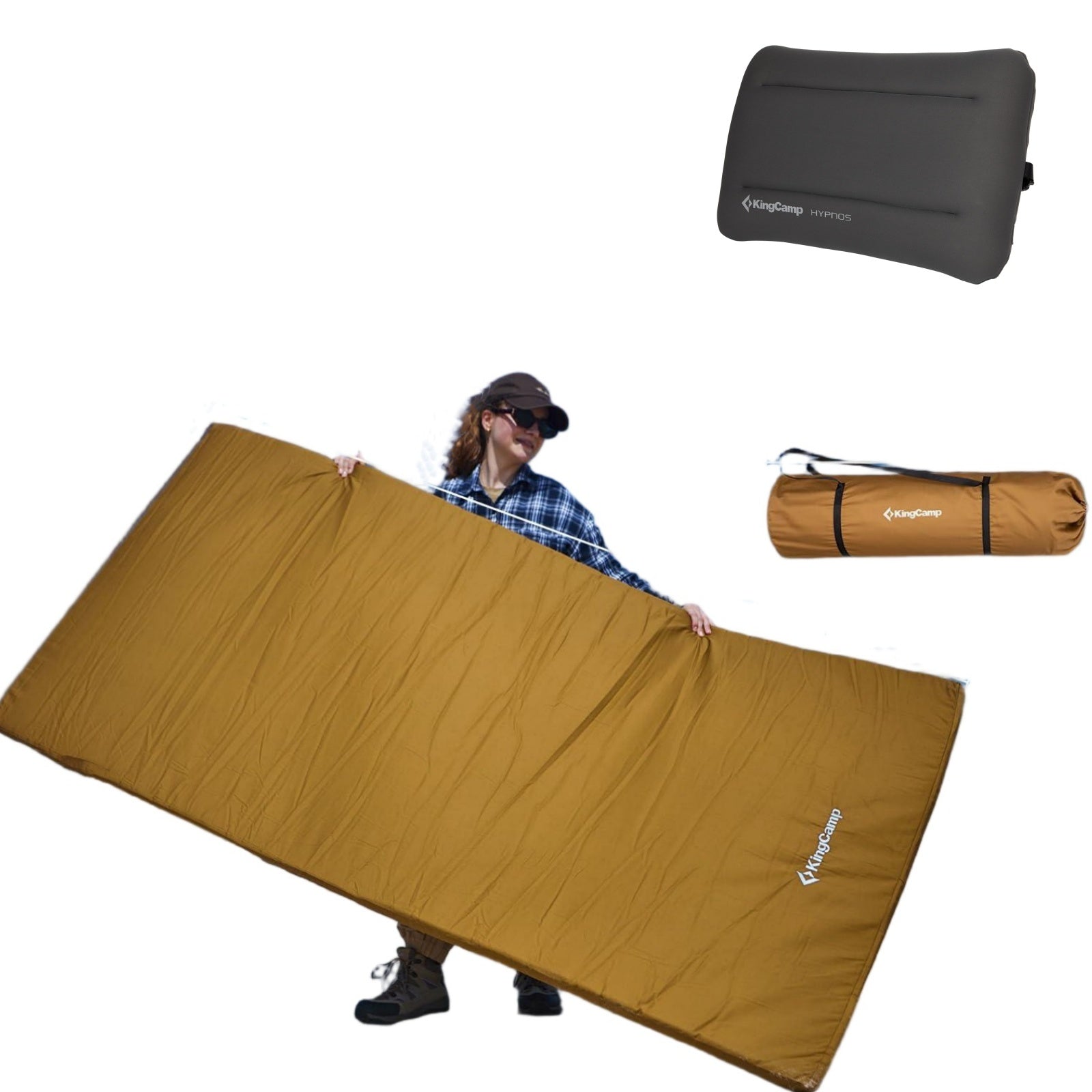 KingCamp 2-Inch Memory Foam Camping Mattress & HYPNOS Pillow Bundle ...