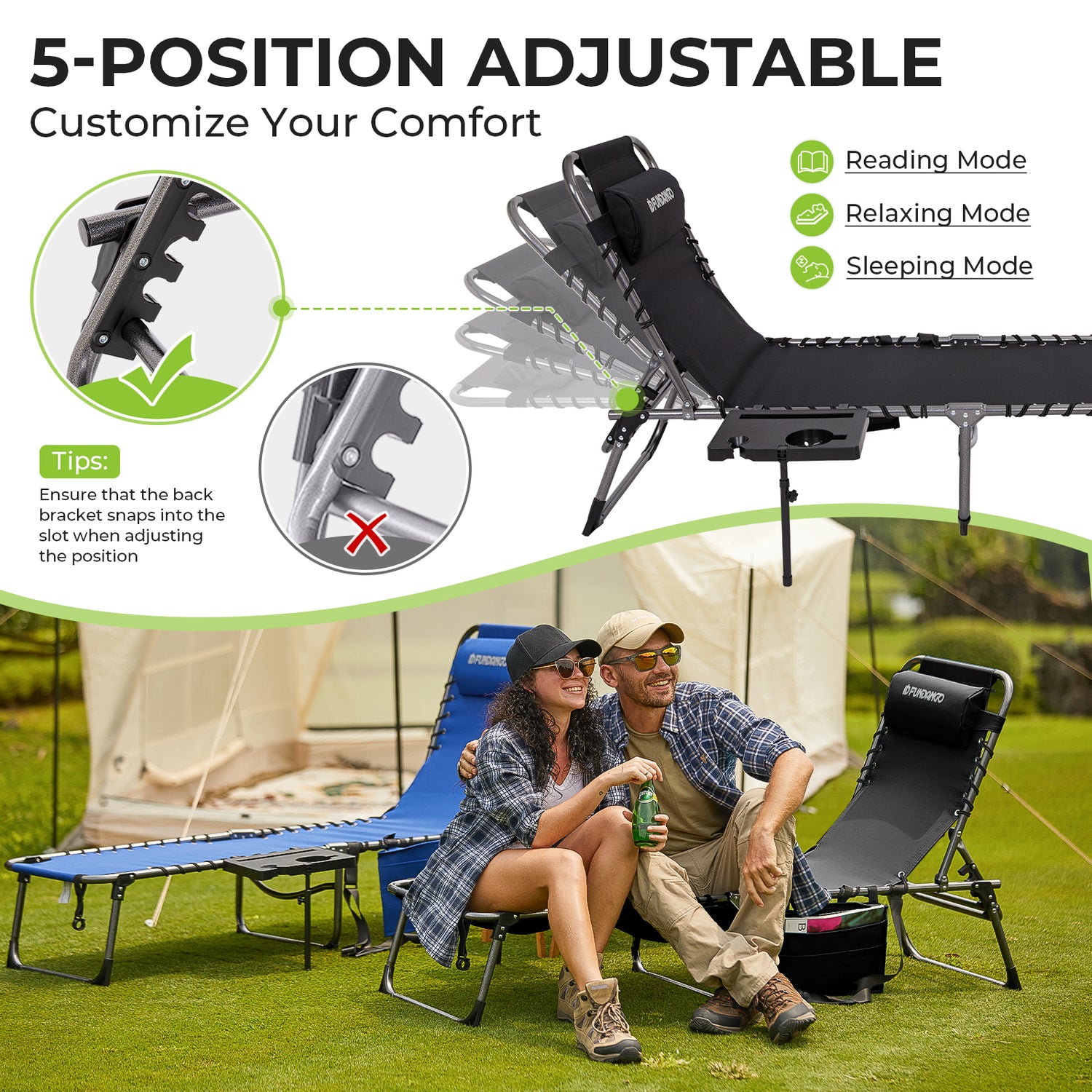 FUNDANGO Outdoor Folding Chaise Lounge Chair with Side Table – BRoadout
