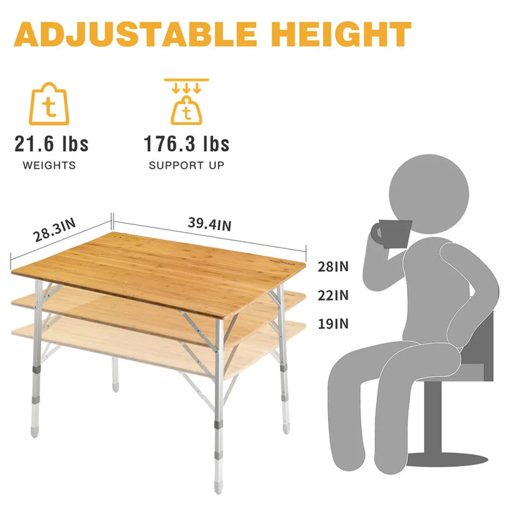 KingCamp 2-Folded Bamboo Table – BRoadout